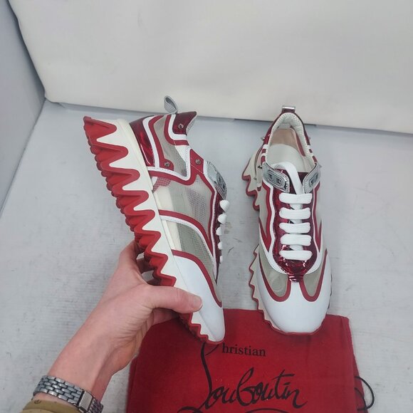 Christian Louboutin | Shoes | Christian Louboutin White Red Mesh ...
